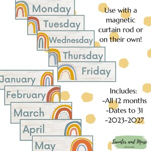Boho Rainbow Flip Calendar Boho Rainbow Classroom - Etsy