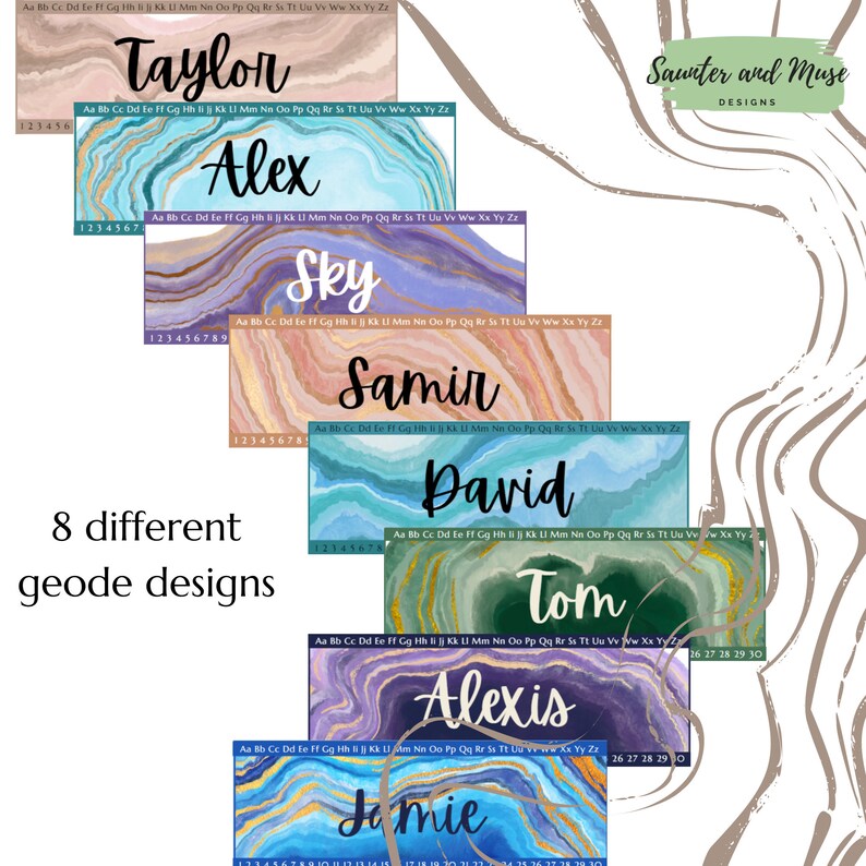 Geodes and Gemstones Classroom Desk Labels Instant Download - Etsy