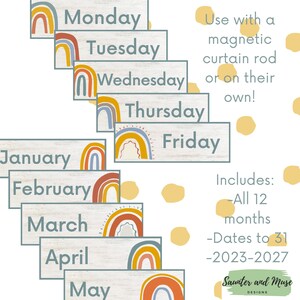 Boho Rainbow Flip Calendar - Boho Rainbow Classroom - Classroom Decor ...