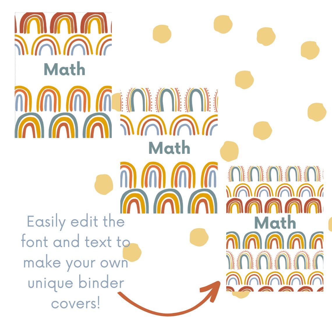 Boho Rainbow Bold Binder Covers Boho Rainbow Editable A4 and Letter ...