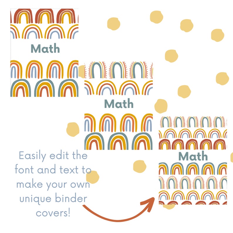 Boho Rainbow Bold Binder Covers Boho Rainbow Editable A4 and Letter ...