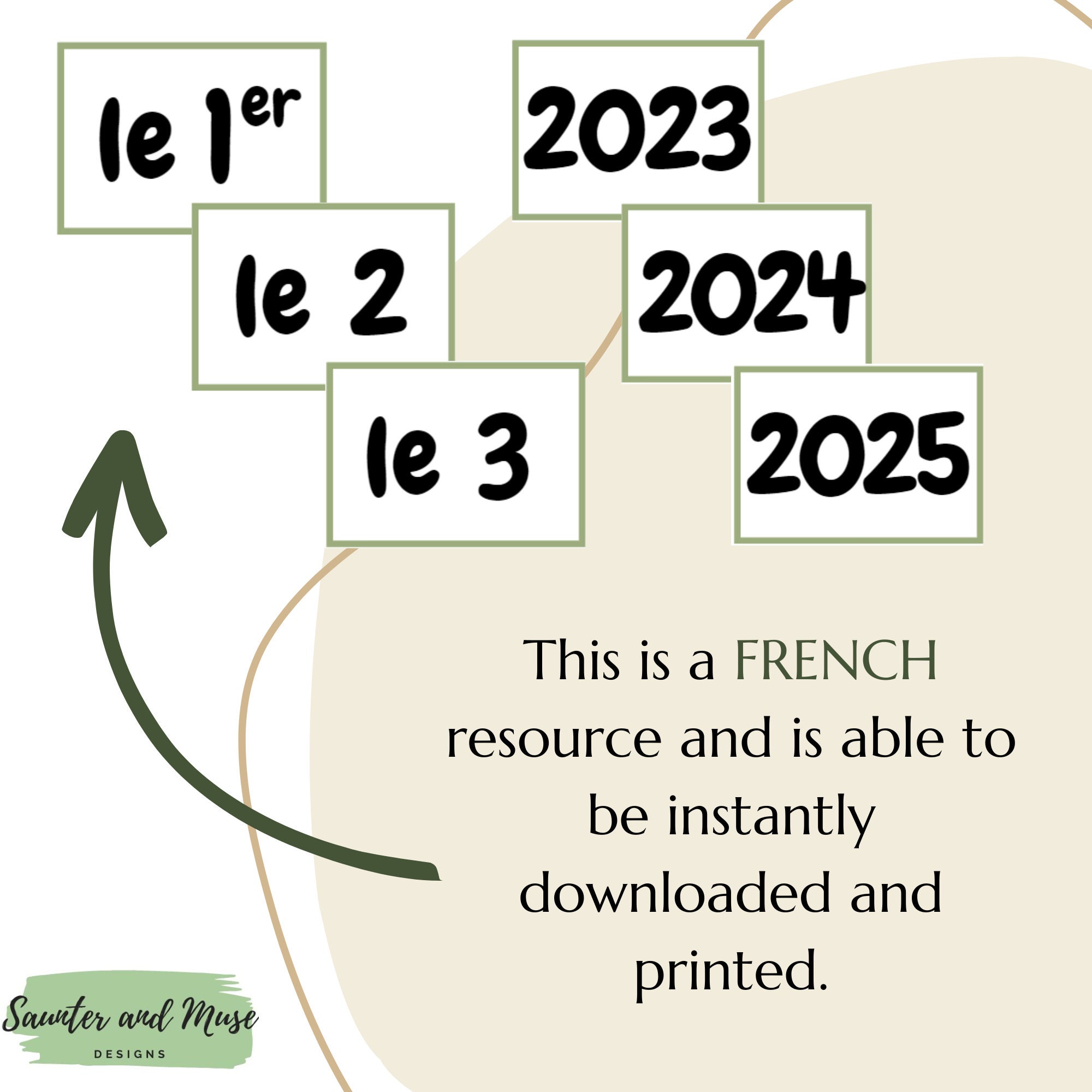 Plants Classroom French Flip Calendar Tropical Leaves Classroom Decor ...