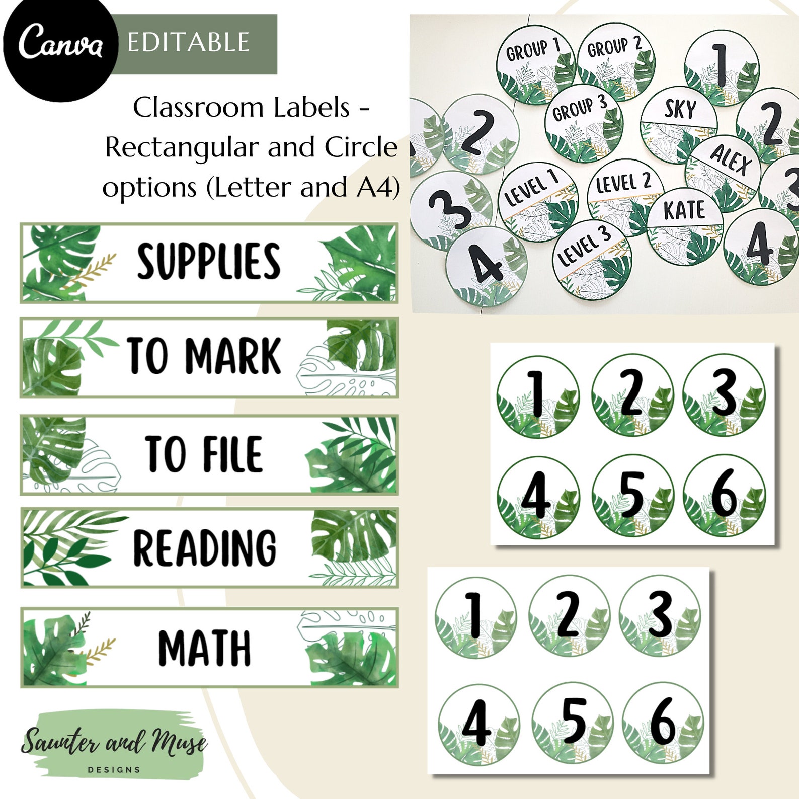 BUNDLE - Tropical Botanical Classroom Decor Bundle - Tropical Classroom ...