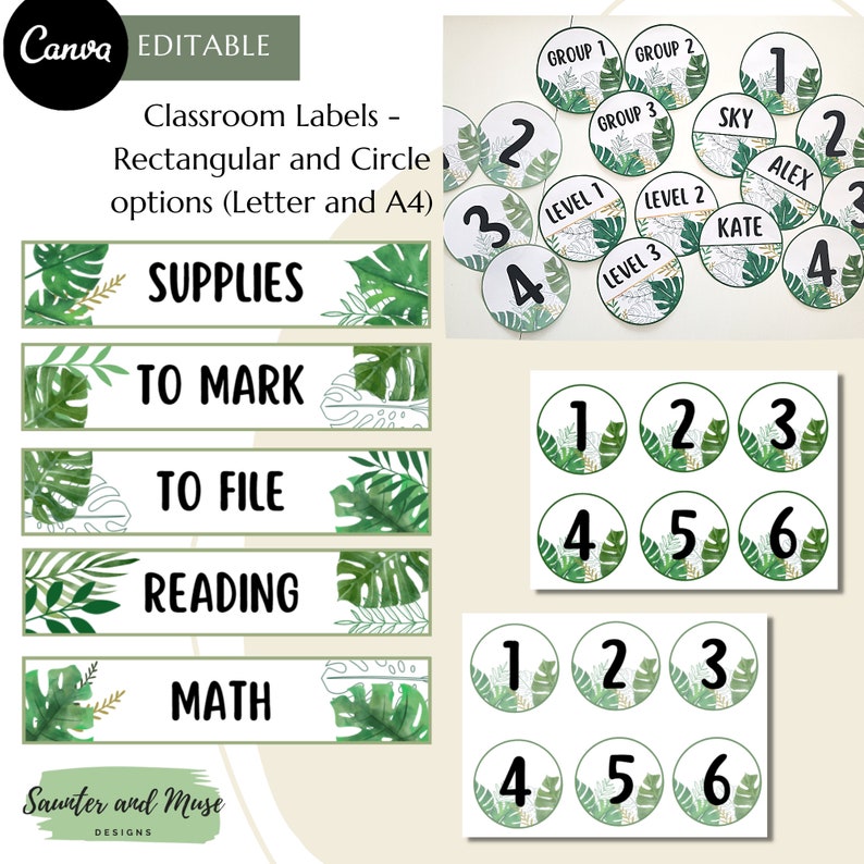 BUNDLE Tropical Botanical Classroom Decor Bundle Tropical Classroom ...