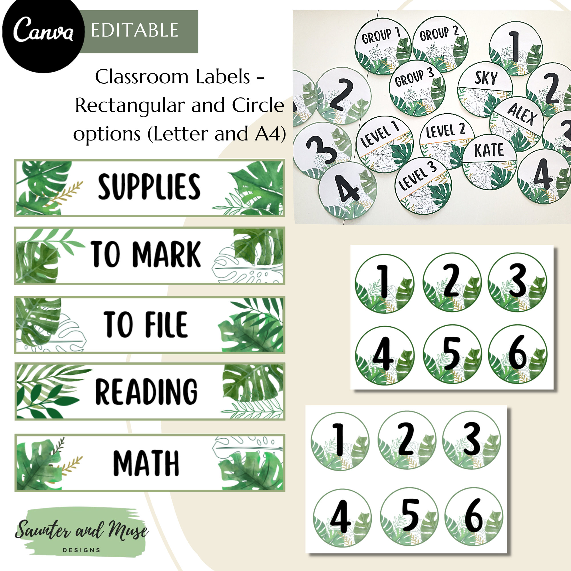 BUNDLE - Tropical Botanical Classroom Decor Bundle - Tropical Classroom ...