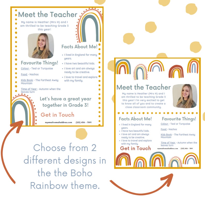 Boho Rainbow Meet the Teacher Sheet Meet the Teacher Editable Instant ...