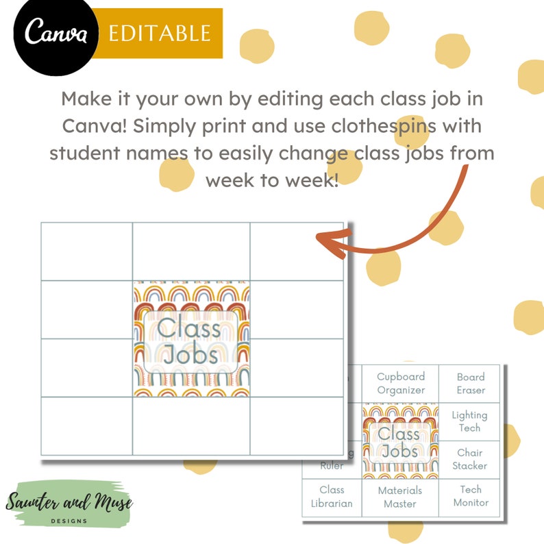 Boho Rainbow Class Jobs Sign Classroom Jobs Poster Editable Classroom ...