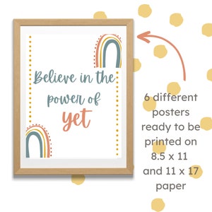 Growth Mindset Posters Rainbow Printable Classroom Growth Mindset ...