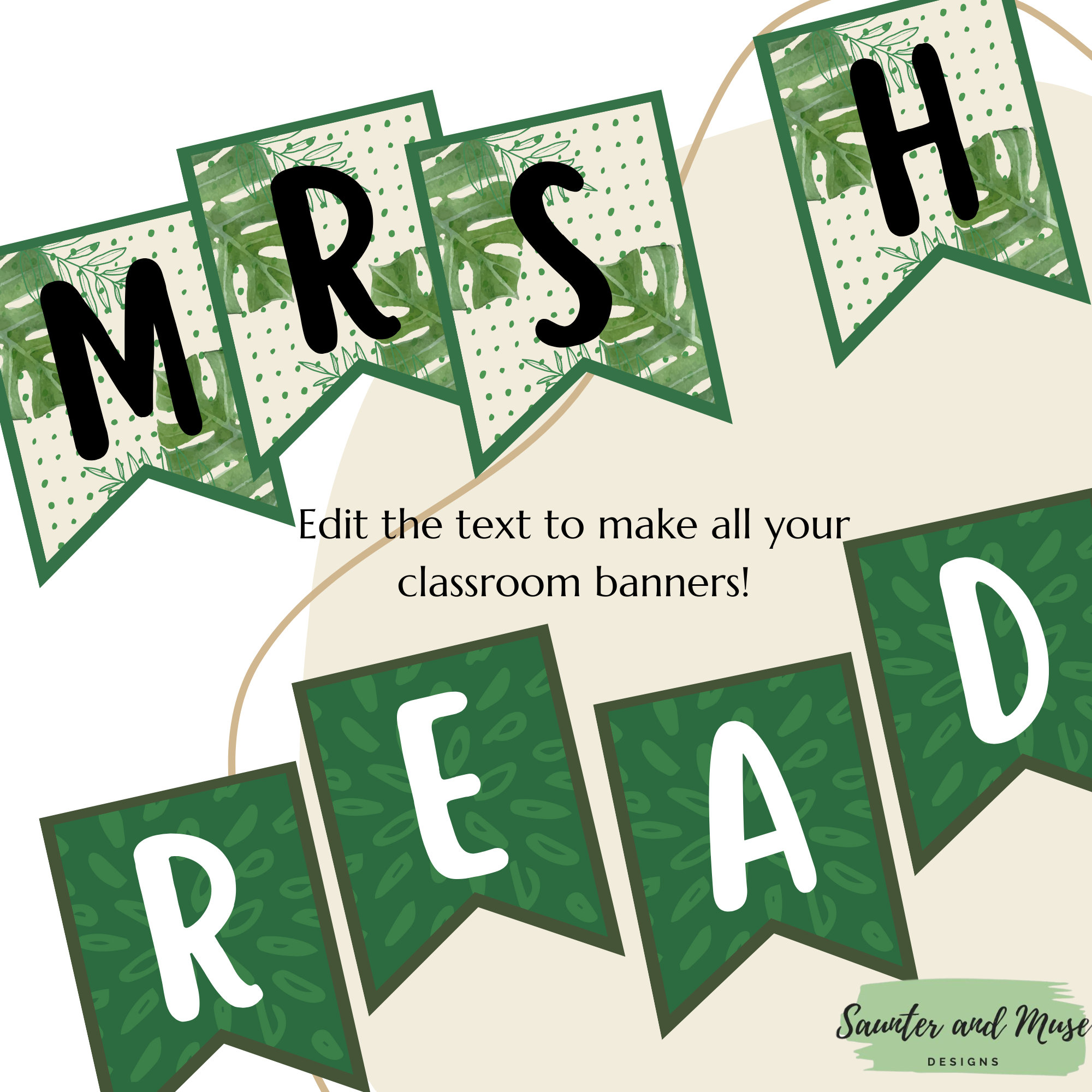 Tropical Classroom Banner - Instant Download - Tropical Decor ...