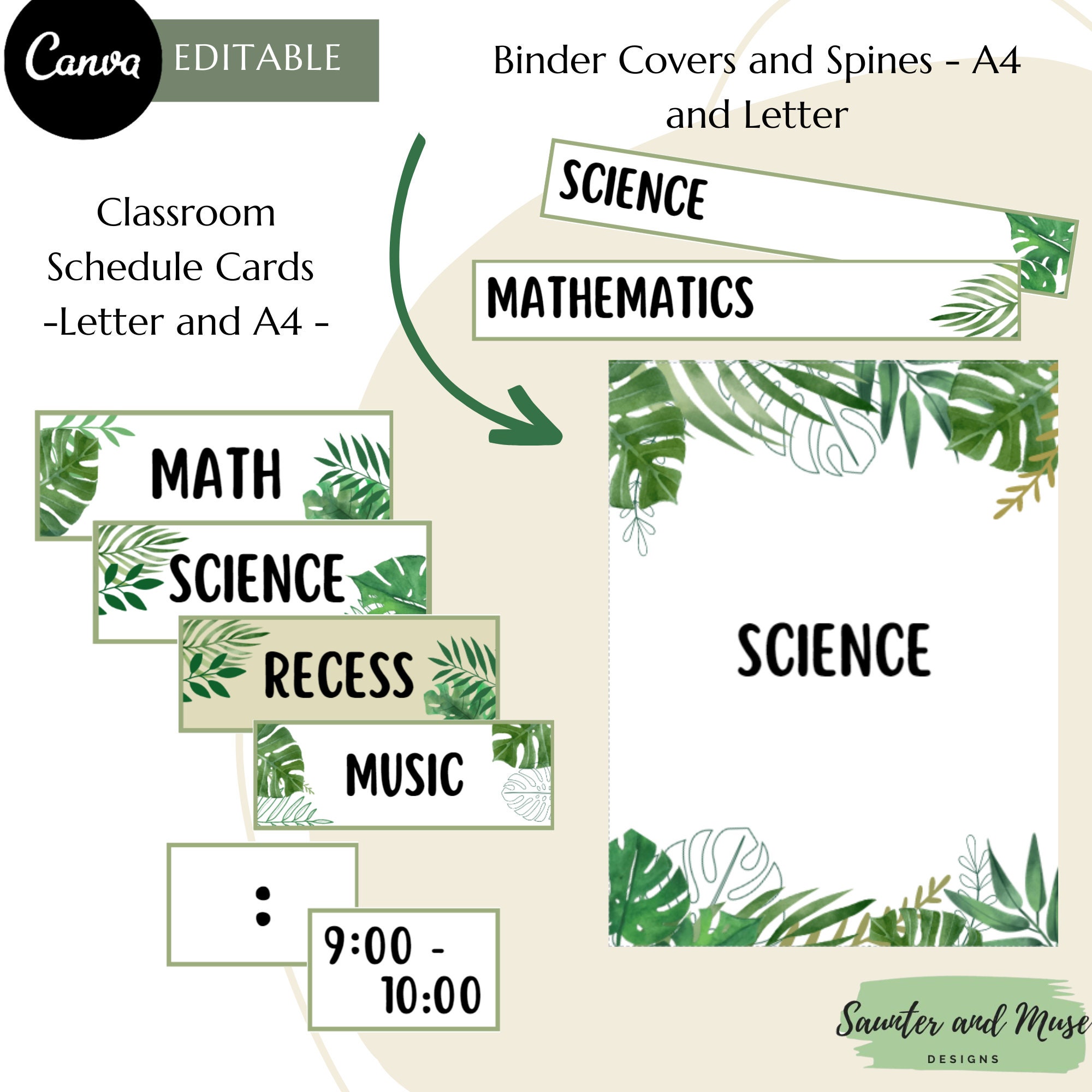 BUNDLE - Tropical Botanical Classroom Decor Bundle - Tropical Classroom ...
