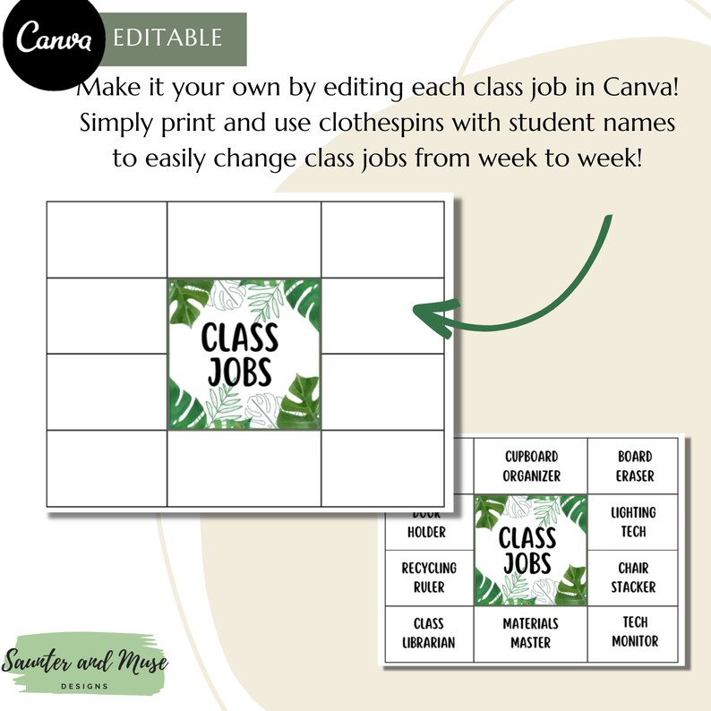 Tropical Class Jobs Sign - Classroom Jobs Poster - Editable - Classroom ...