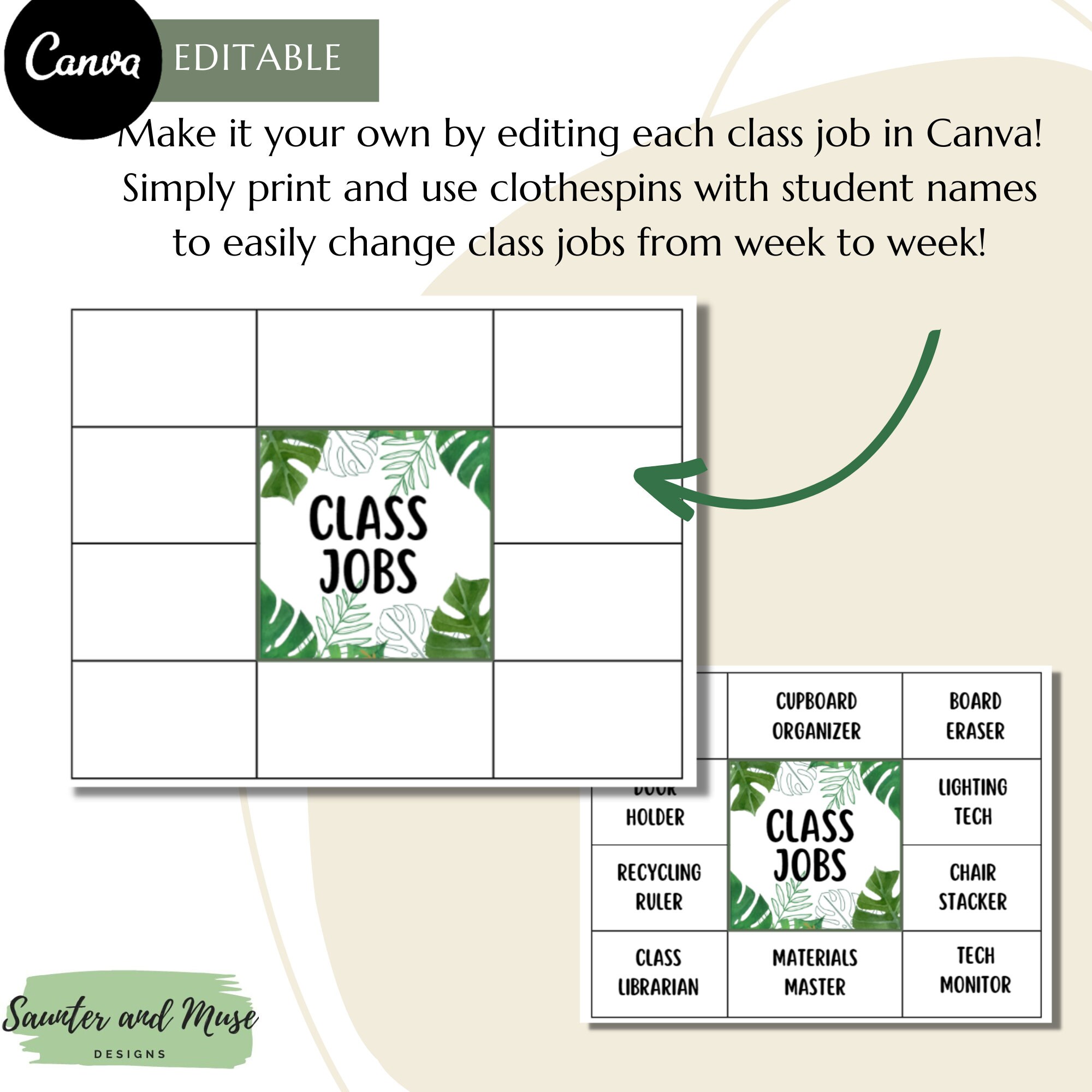 Tropical Class Jobs Sign - Classroom Jobs Poster - Editable - Classroom ...