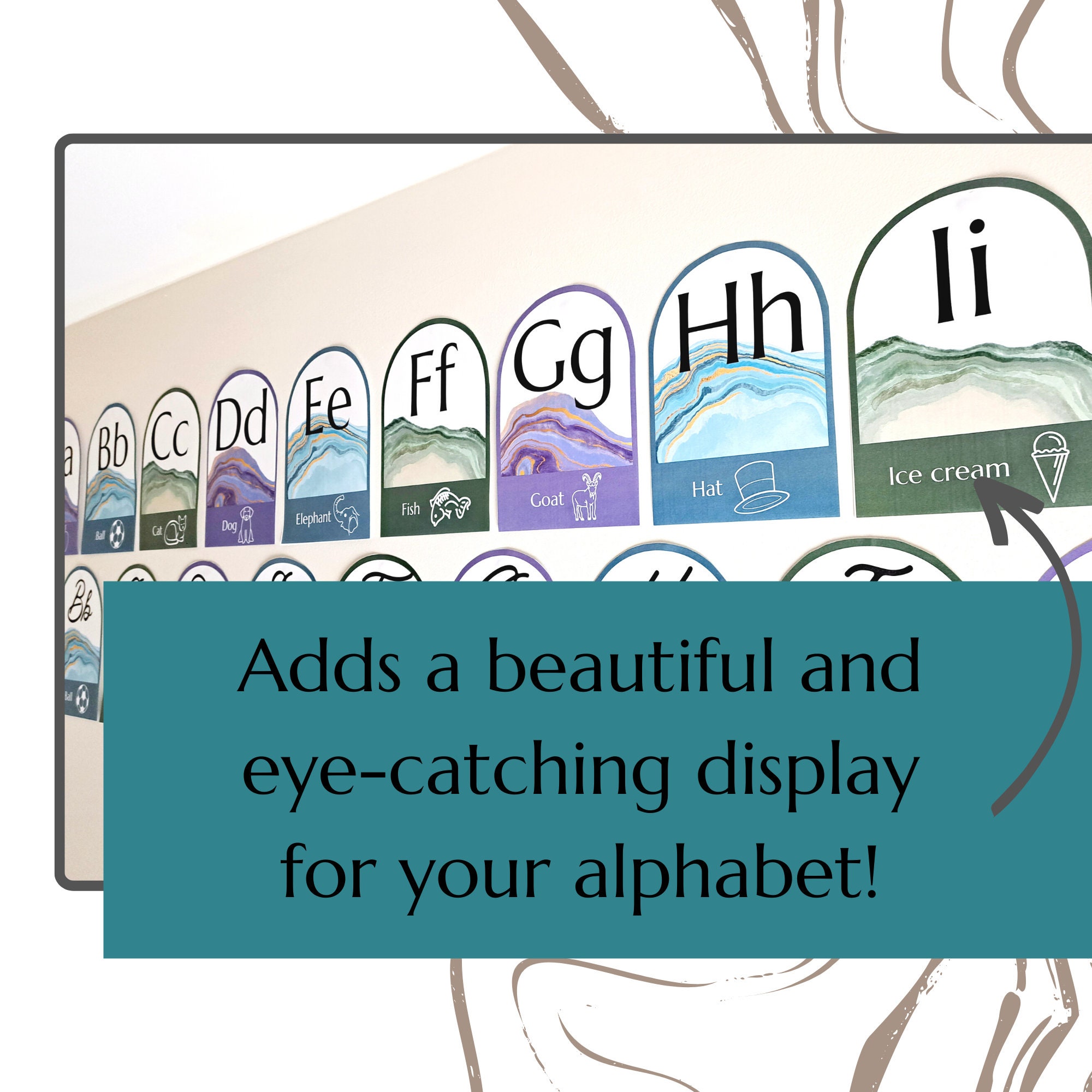 Geodes and Gems Print Alphabet Posters - Printable Classroom Alphabet ...