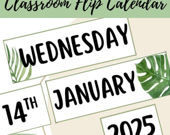Tropical Classroom Flip Calendar Classroom Decor and Display Pocket ...