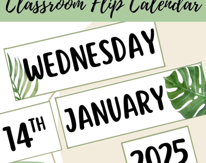 Tropical Botanical Classroom Pocket Calendar - Tropical Leaves ...