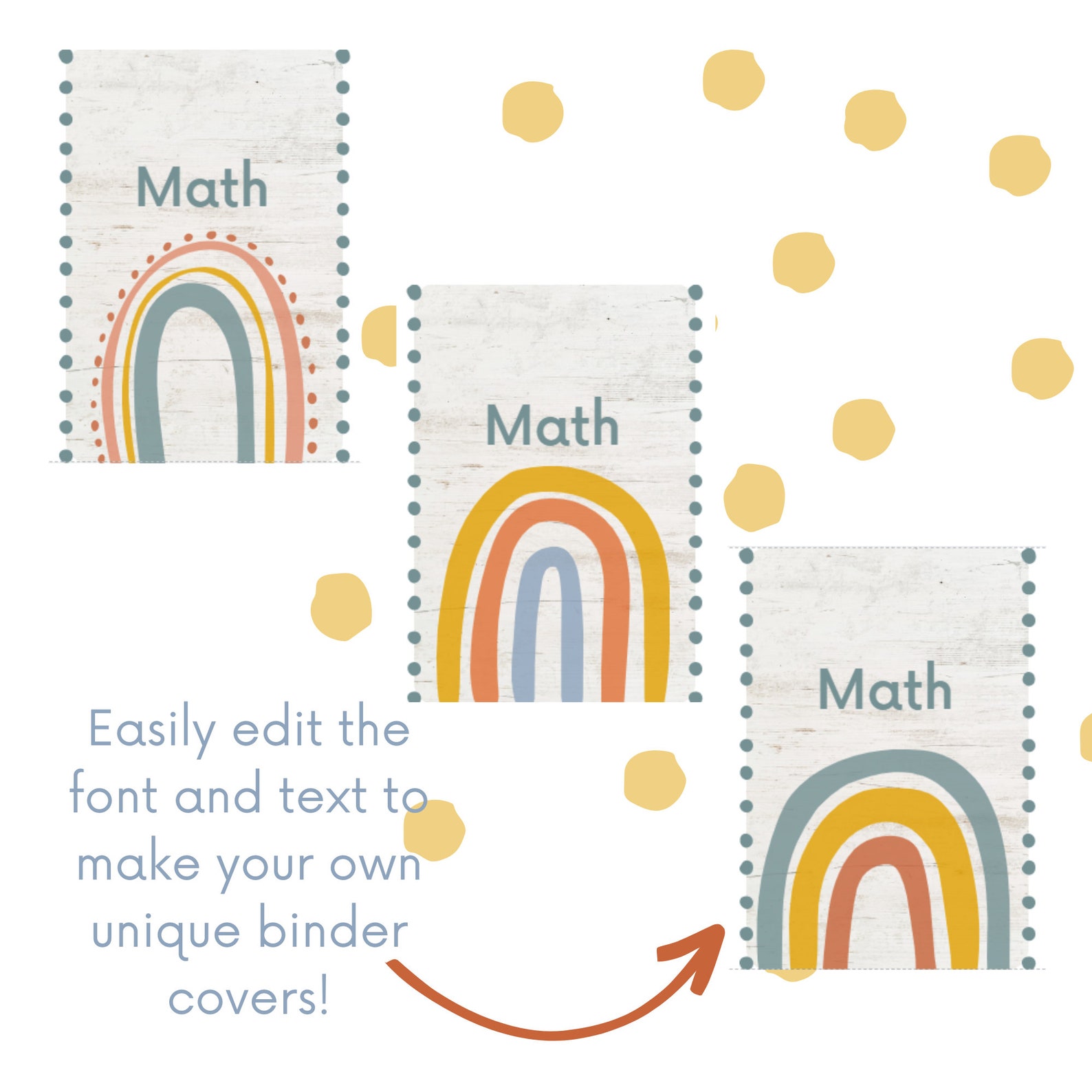 Boho Rainbow Bold Shiplap Binder Covers Boho Rainbow Editable A4 and ...