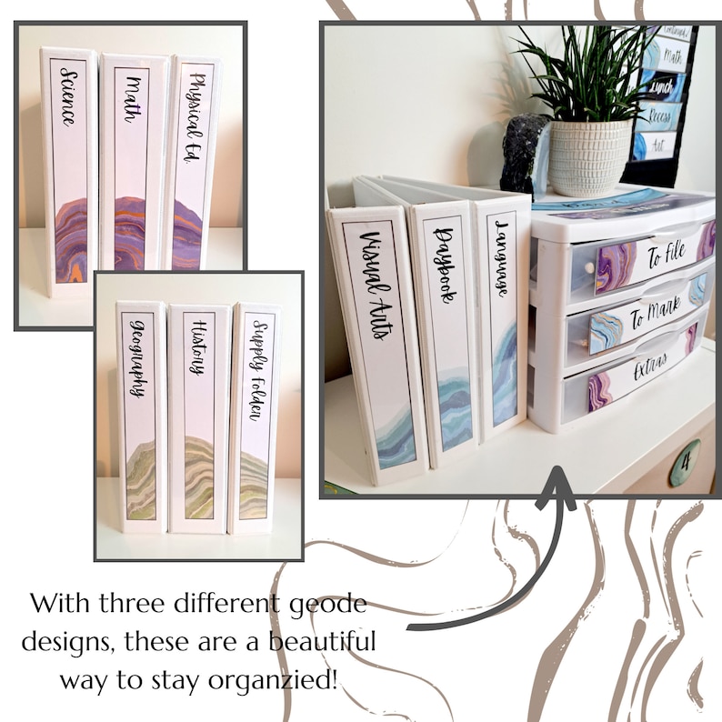 Geodes and Gemstones Binder Covers and Spines - Editable - A4 and ...