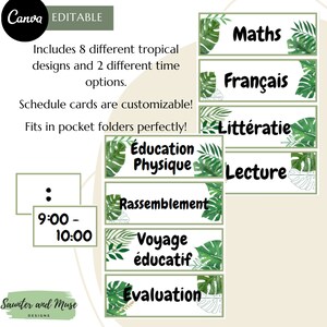 Français - Tropical Botanical Schedule Cards - Classroom Timetable ...