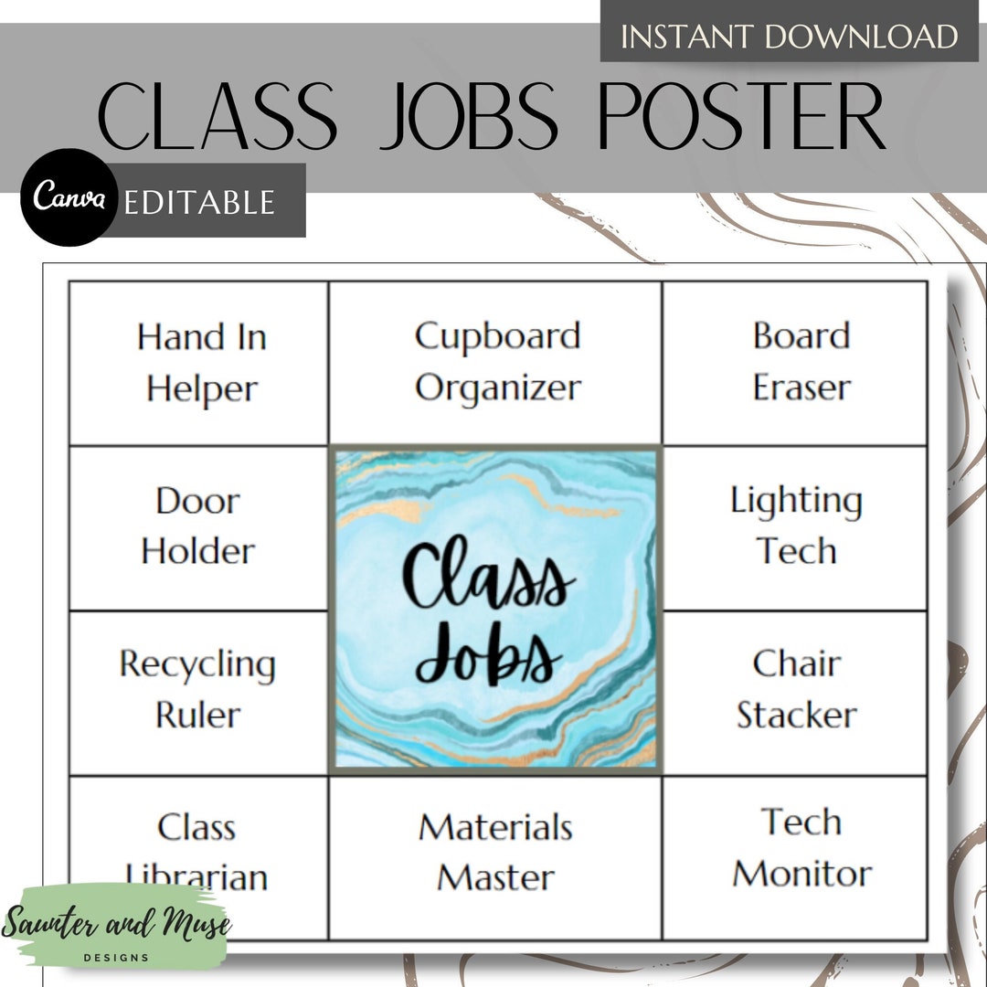 Geodes Class Jobs Sign - Classroom Jobs Poster - Editable - Classroom ...