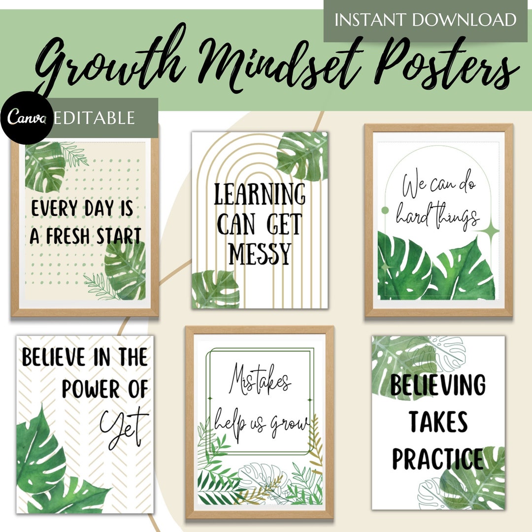 Growth Mindset Posters - Tropical Printable Classroom Growth Mindset ...
