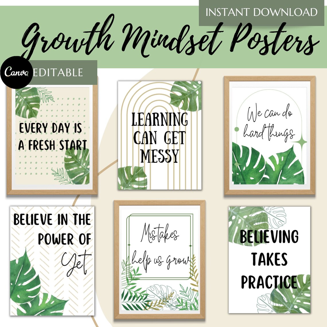 Growth Mindset Posters - Tropical Printable Classroom Growth Mindset ...