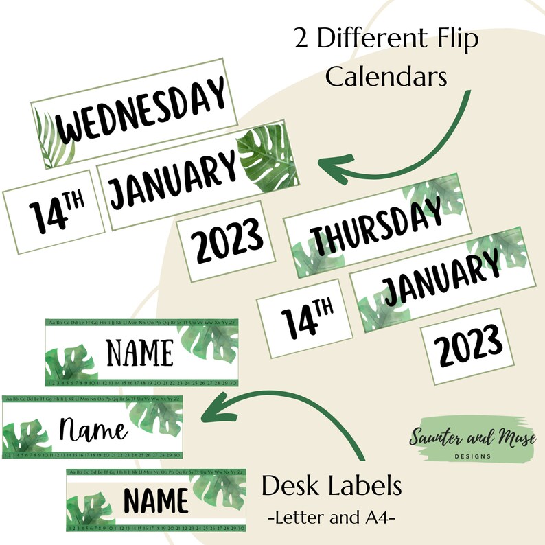 BUNDLE - Tropical Botanical Classroom Decor Bundle - Tropical Classroom ...