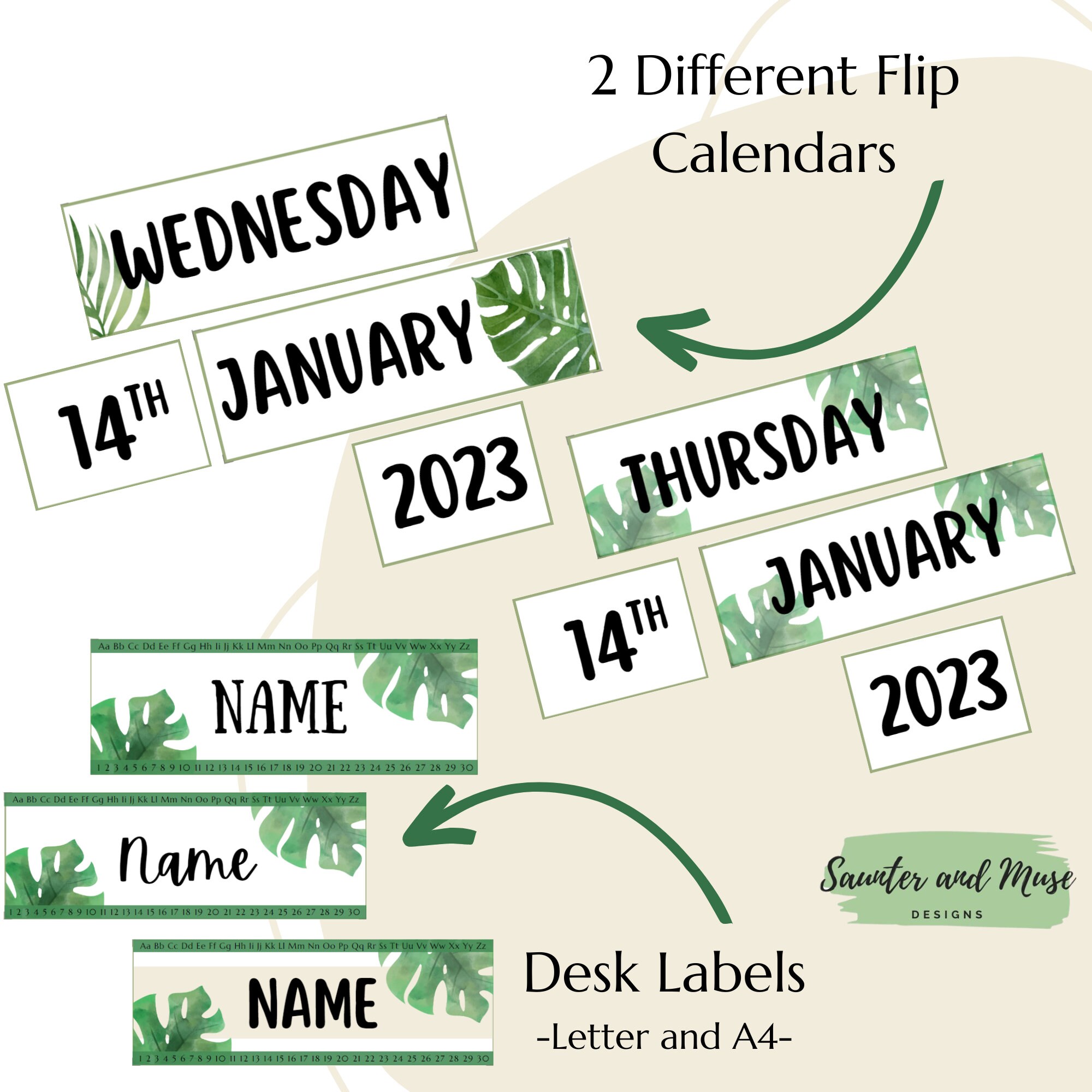 BUNDLE - Tropical Botanical Classroom Decor Bundle - Tropical Classroom ...