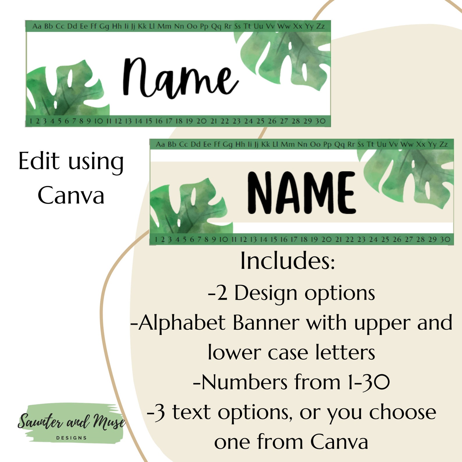 Tropical Classroom Desk Labels - Instant Download - Editable ...