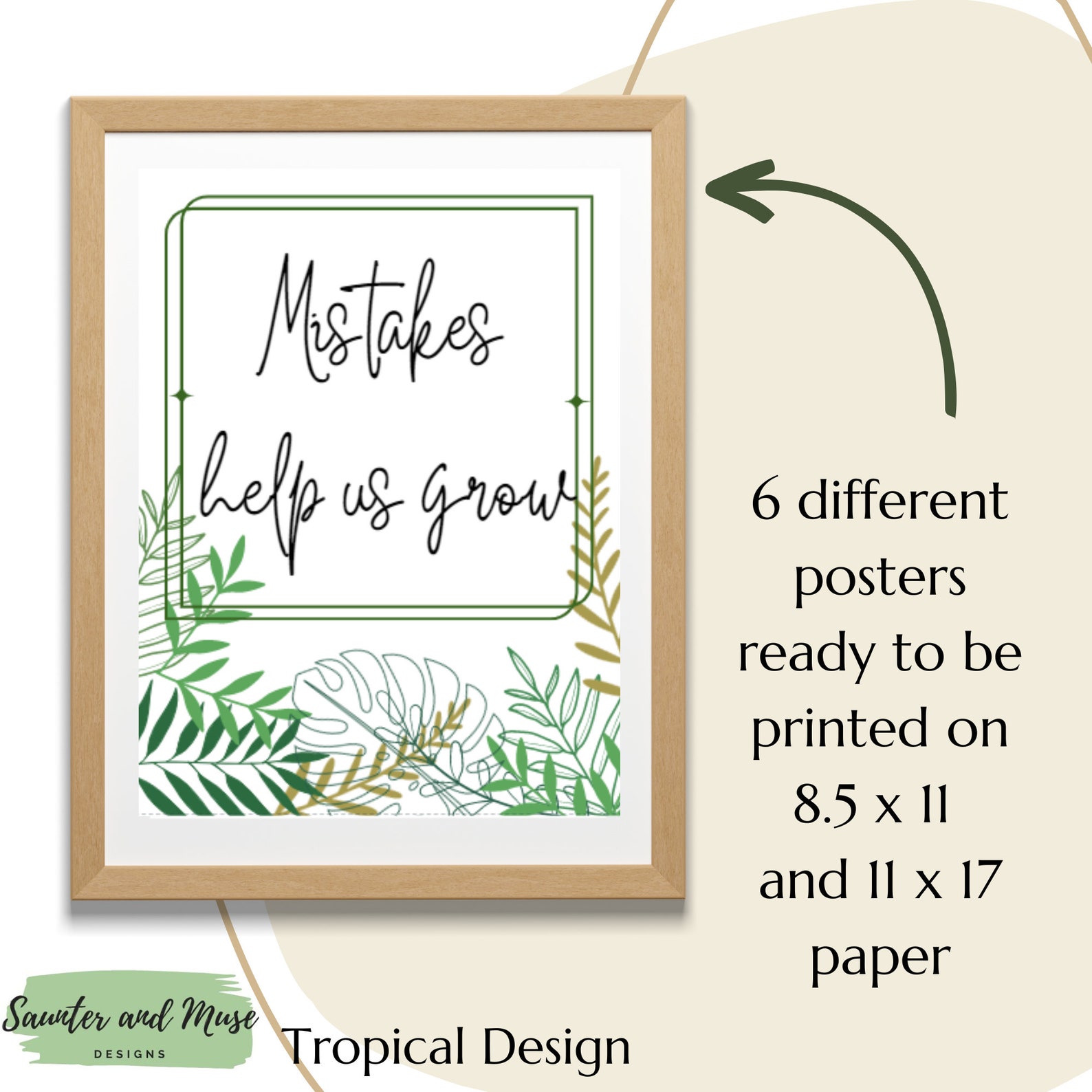 Growth Mindset Posters - Tropical Printable Classroom Growth Mindset ...