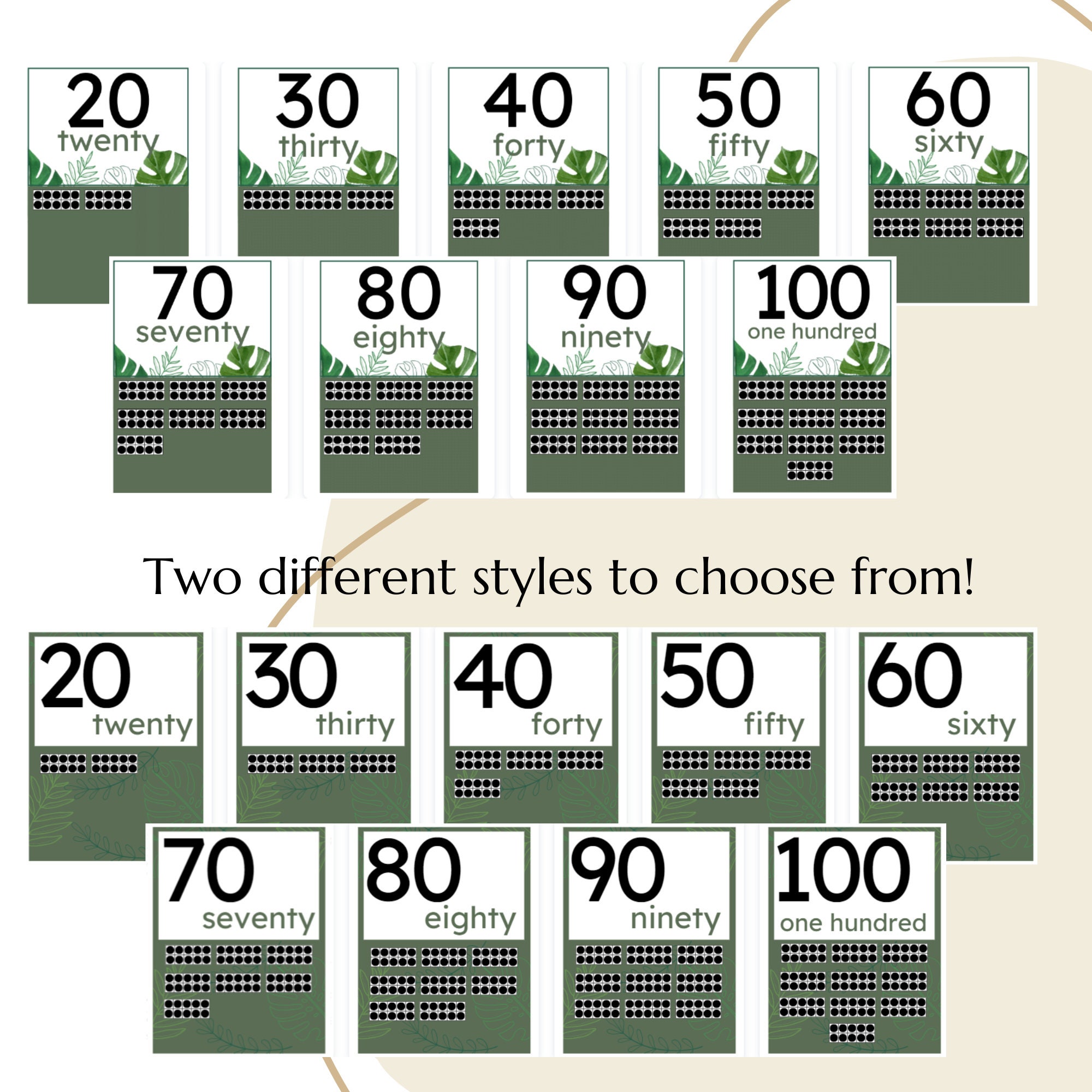 Tropical Number Posters - Printable Number Posters - Instant Download ...