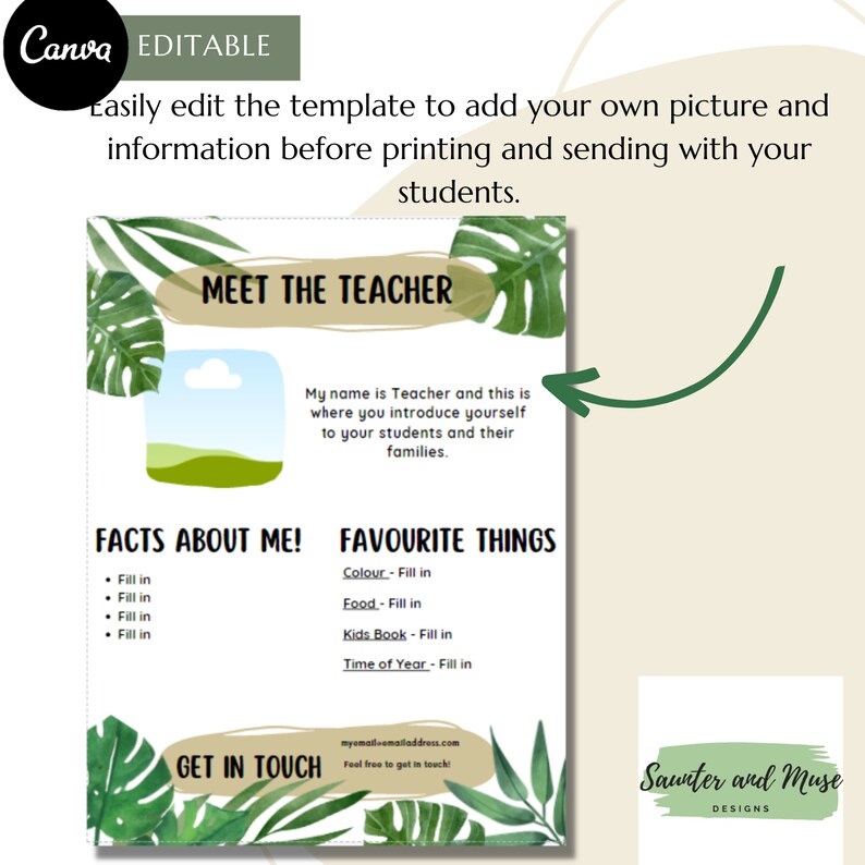 Tropical Meet the Teacher Sheet - Meet the Teacher - Editable - Instant ...