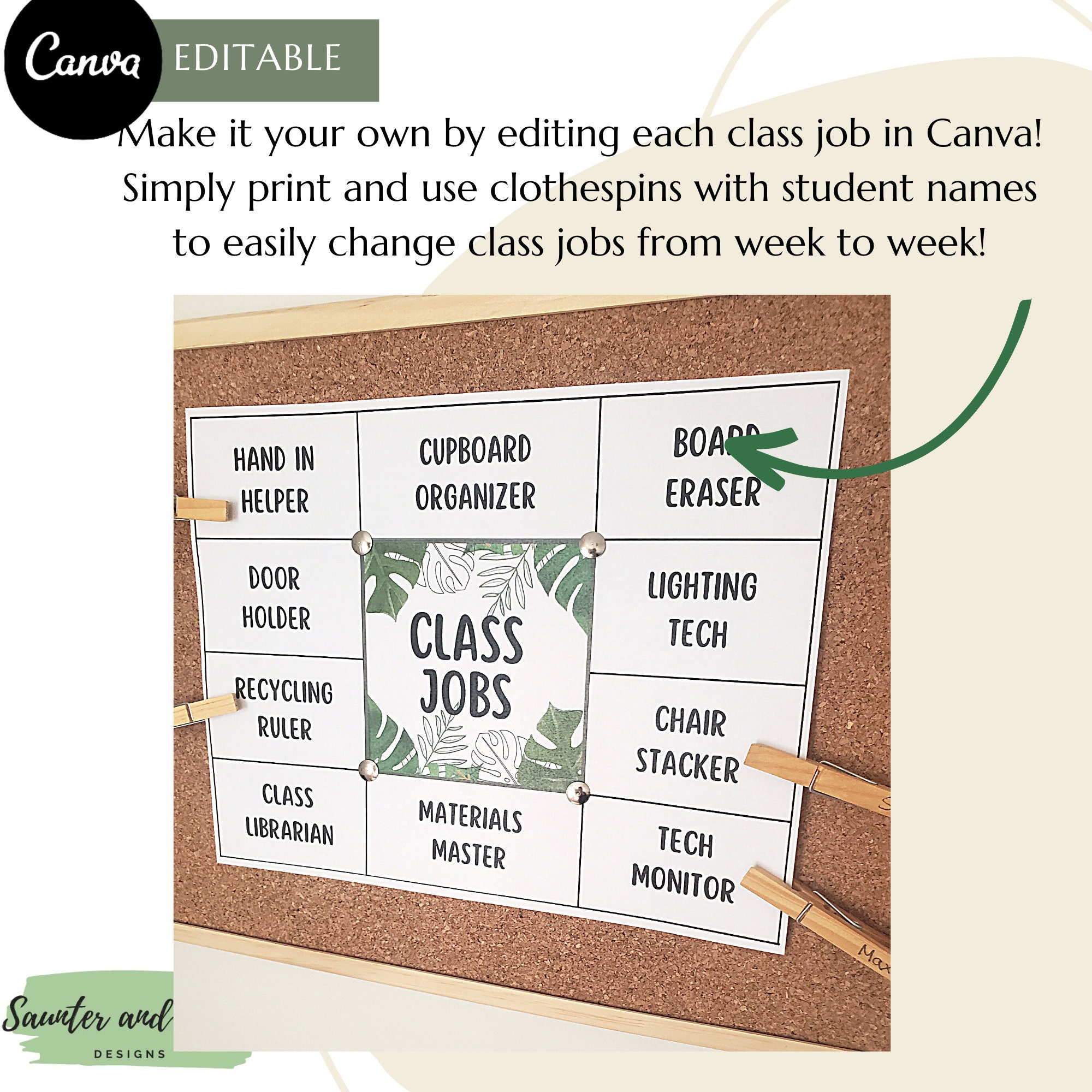 Tropical Class Jobs Sign - Classroom Jobs Poster - Editable - Classroom ...