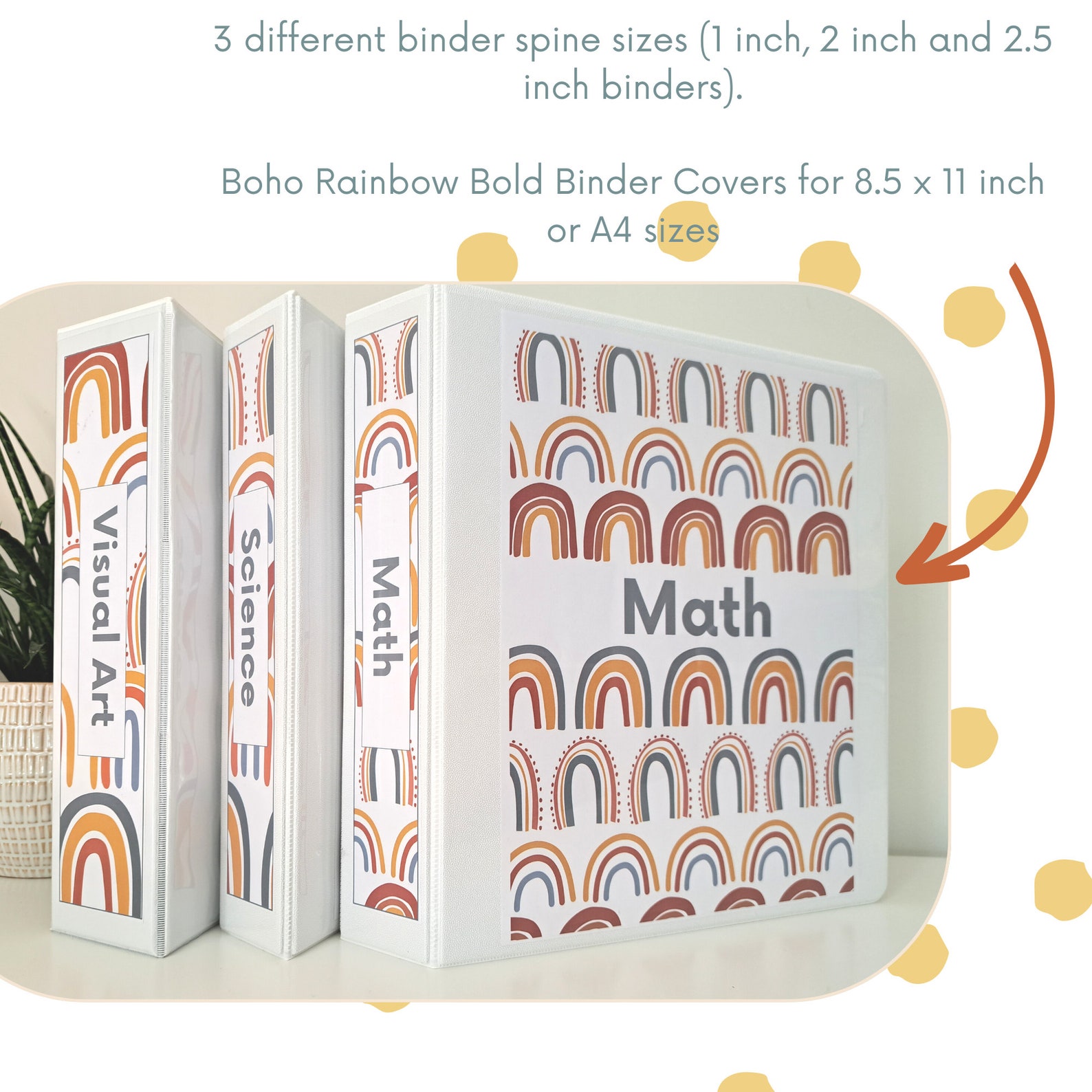 Boho Rainbow Bold Binder Covers Boho Rainbow Editable A4 and Letter ...