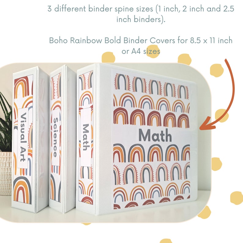 Boho Rainbow Bold Binder Covers Boho Rainbow Editable A4 and Letter ...