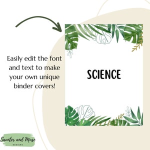 Botanical Binder Covers - Tropical Leaves - Editable - A4 and Letter ...
