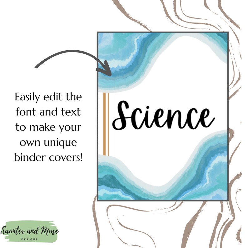 Geodes and Gemstones Binder Covers and Spines - Editable - A4 and ...