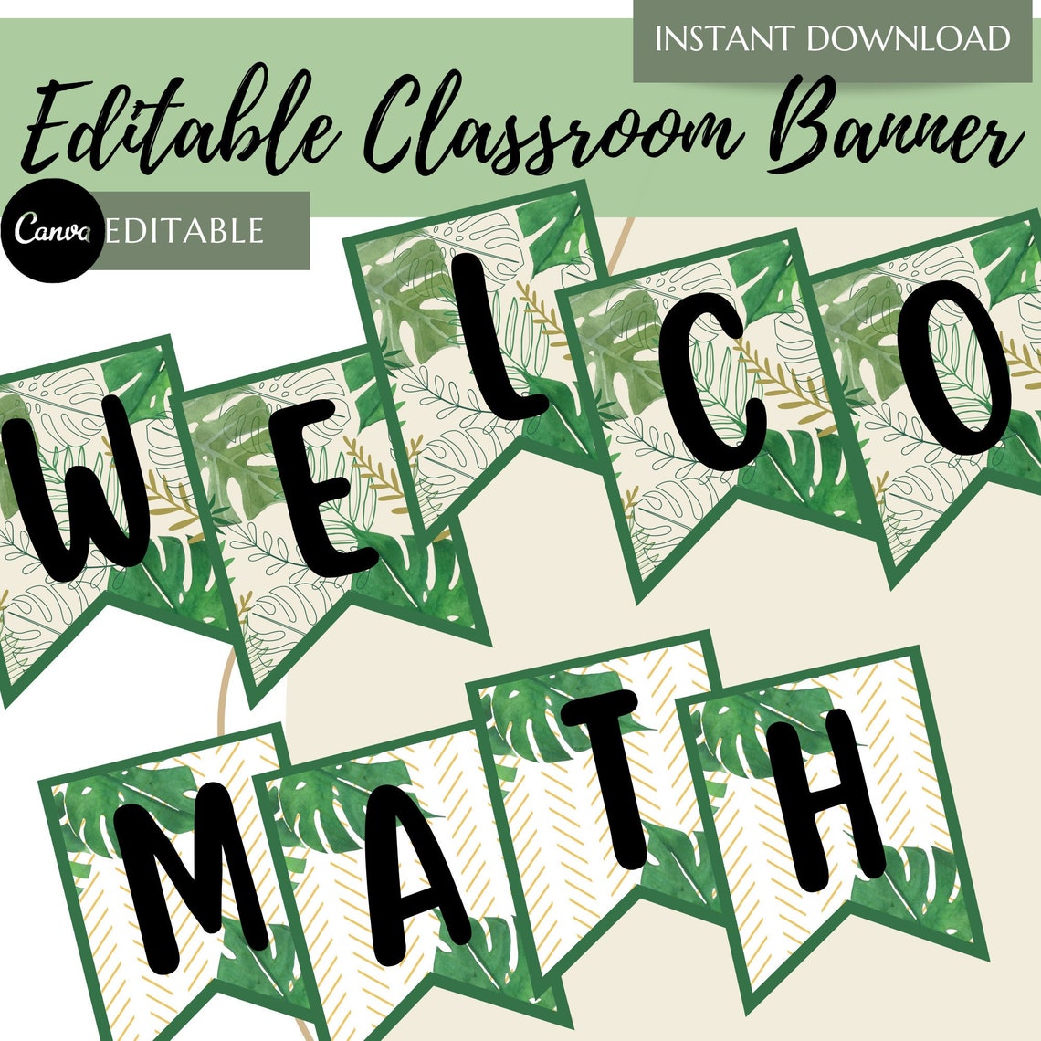 Tropical Classroom Banner - Instant Download - Tropical Decor ...