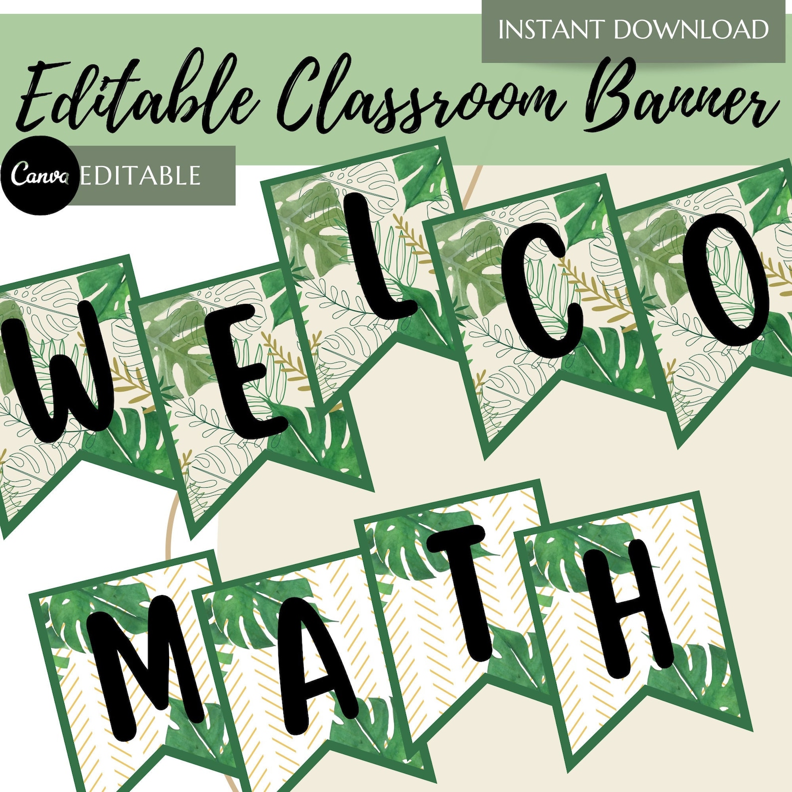 Tropical Classroom Banner - Instant Download - Tropical Decor ...