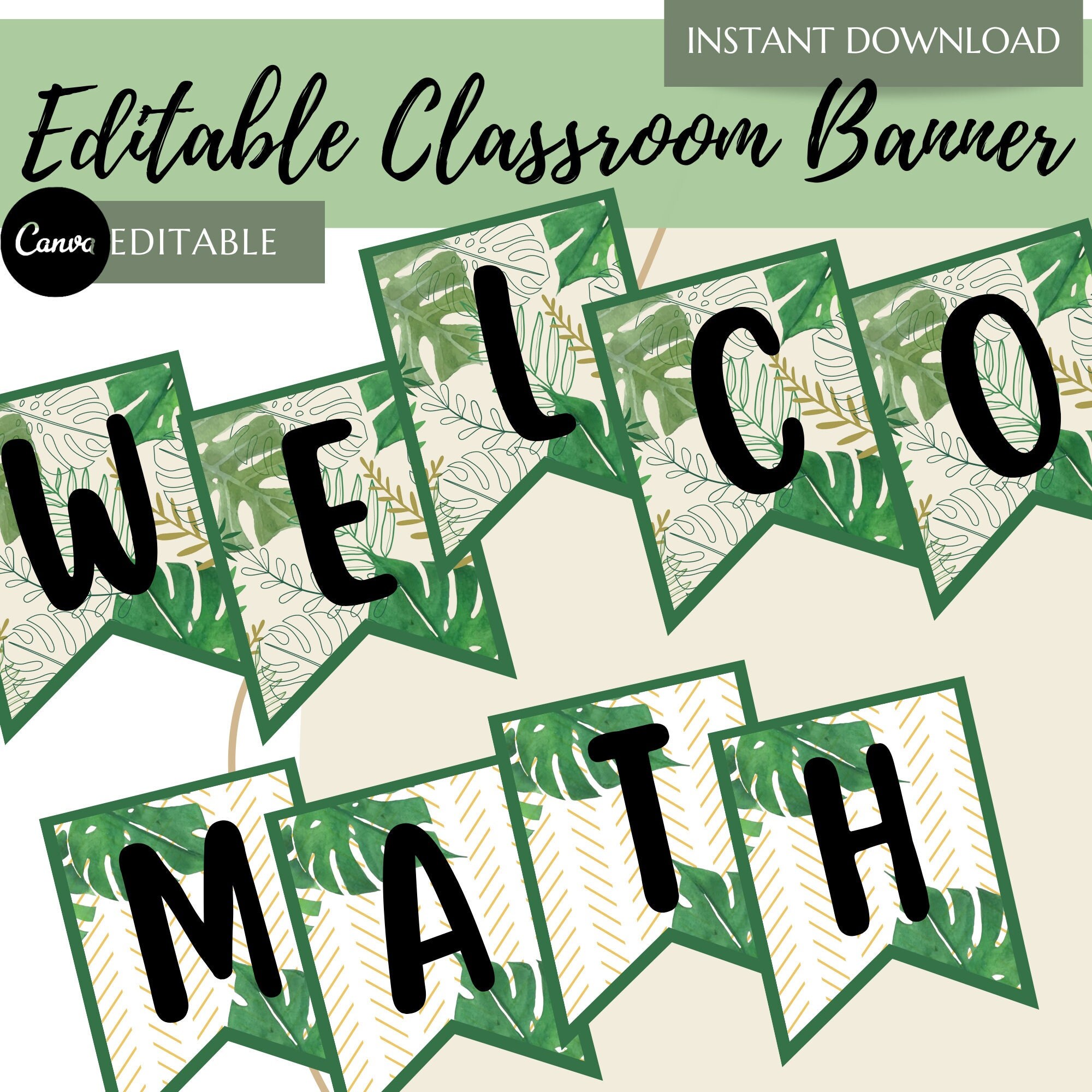 Tropical Classroom Banner - Instant Download - Tropical Decor ...
