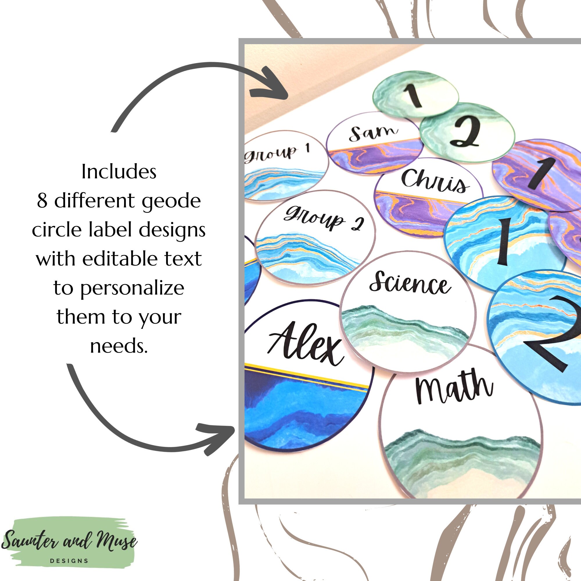 Geodes and Gemstones Classroom Labels - Editable - Geode Classroom ...