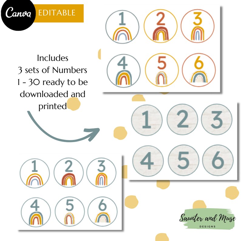 Boho Rainbow Classroom Labels Boho Rainbow Editable - Etsy