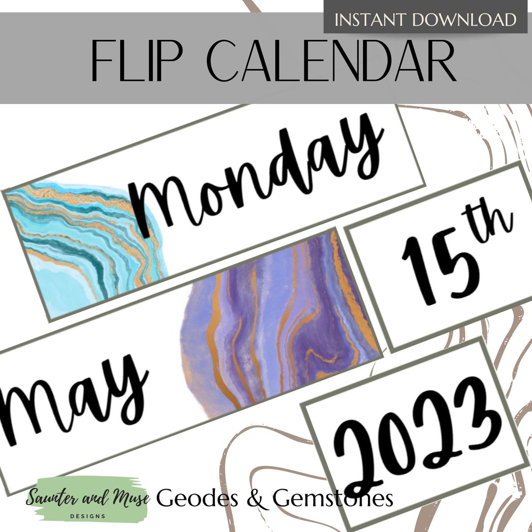 Geodes and Gemstones Classroom Flip Calendar - Geodes and Gems ...