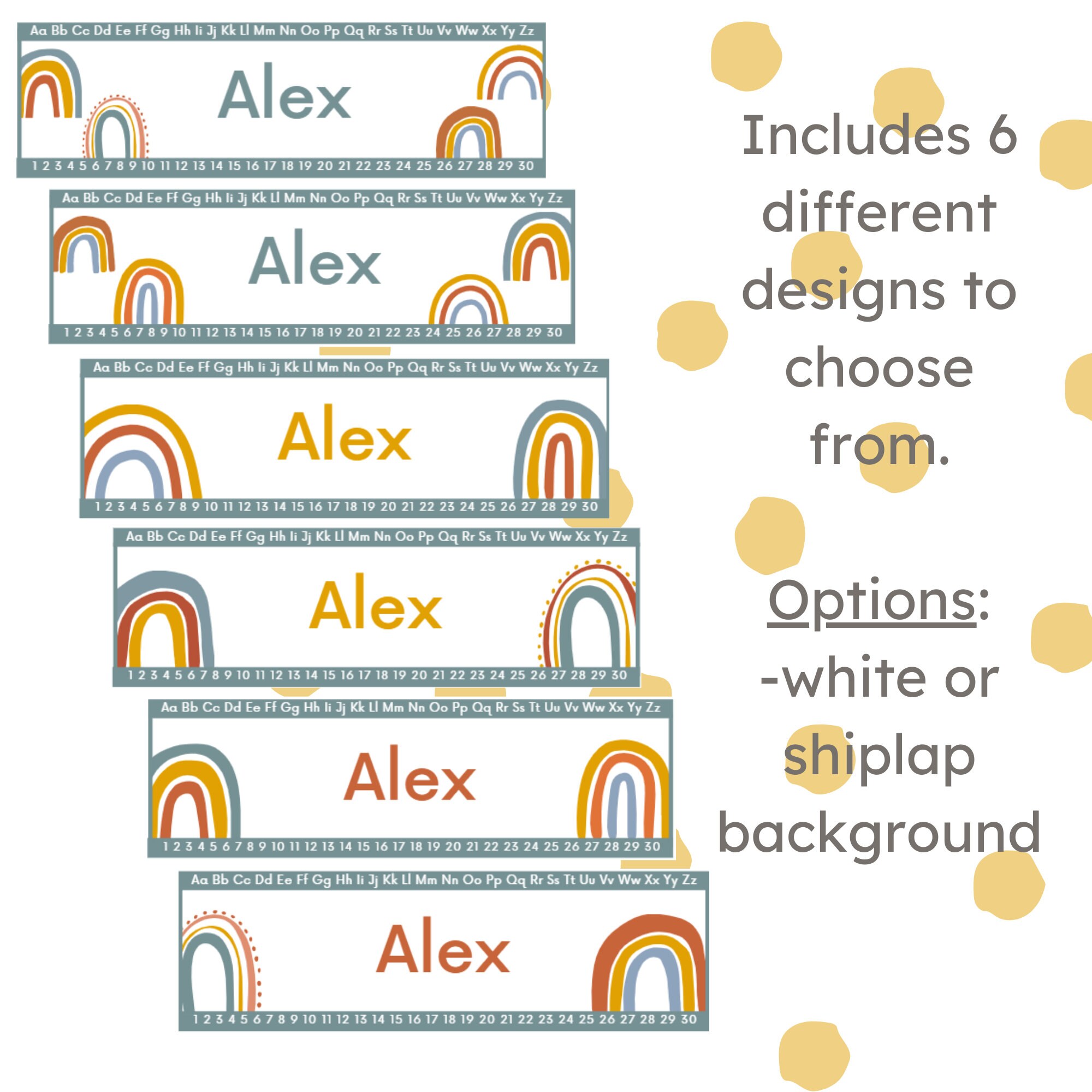 Boho Rainbow Classroom Desk Labels - Instant Download - Editable ...