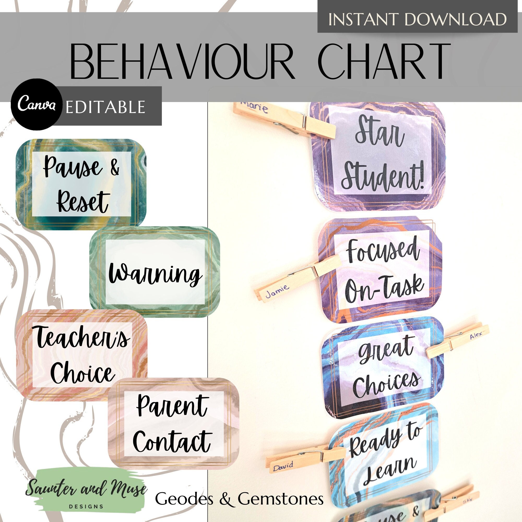Behaviour Chart - Classroom Behavior Chart - Printable - Editable ...