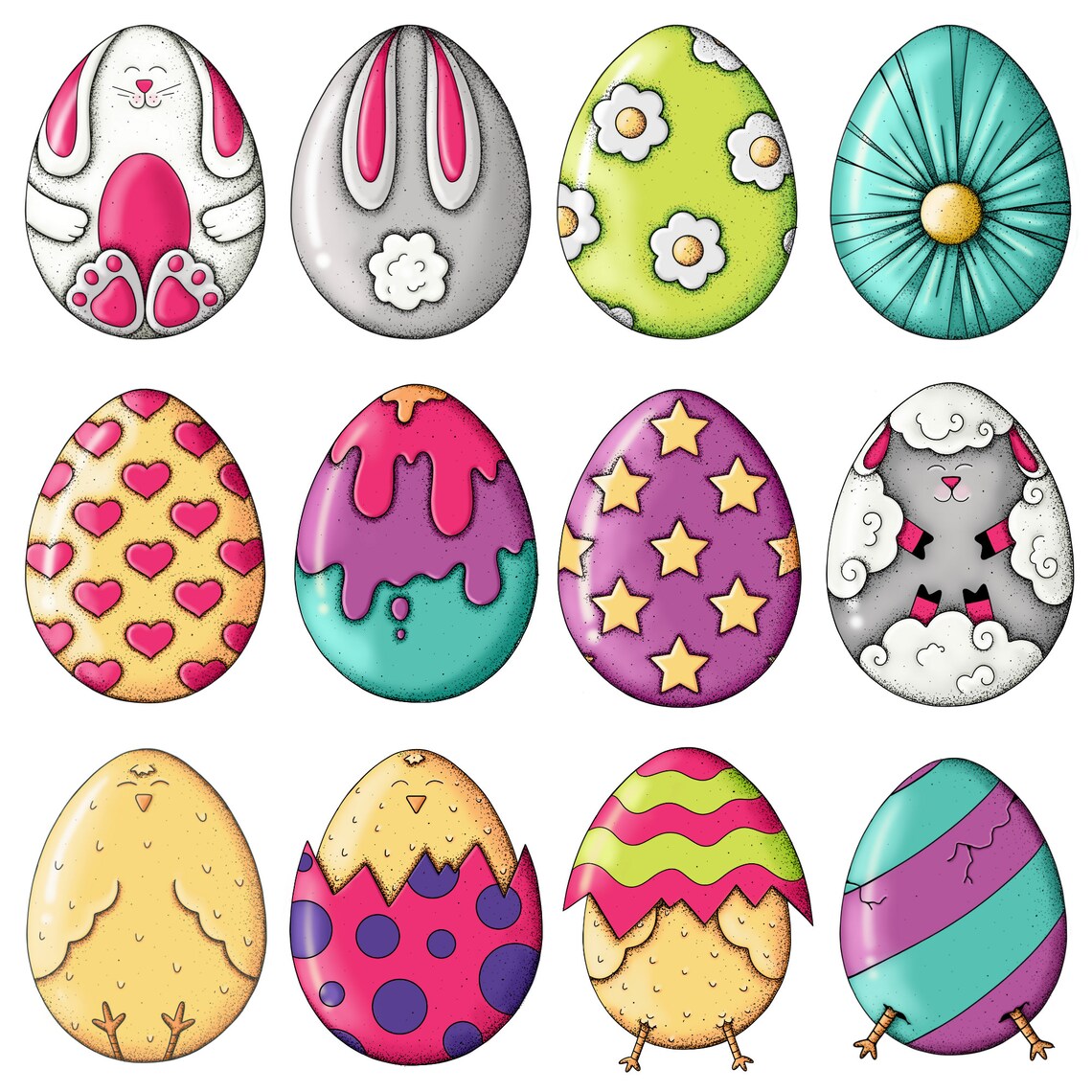 Easter Clipart PNG Bundle Eggs Clipart Cute Easter Clipart - Etsy