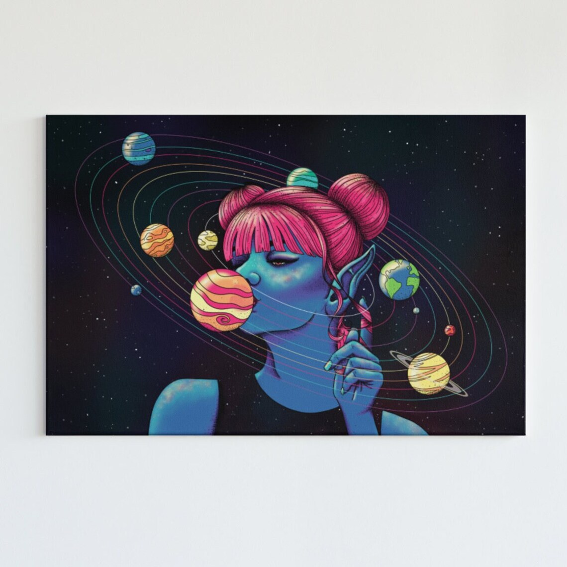 Alien Art Printable, Alien Wall Art, Cosmic Print, Planets Art ...