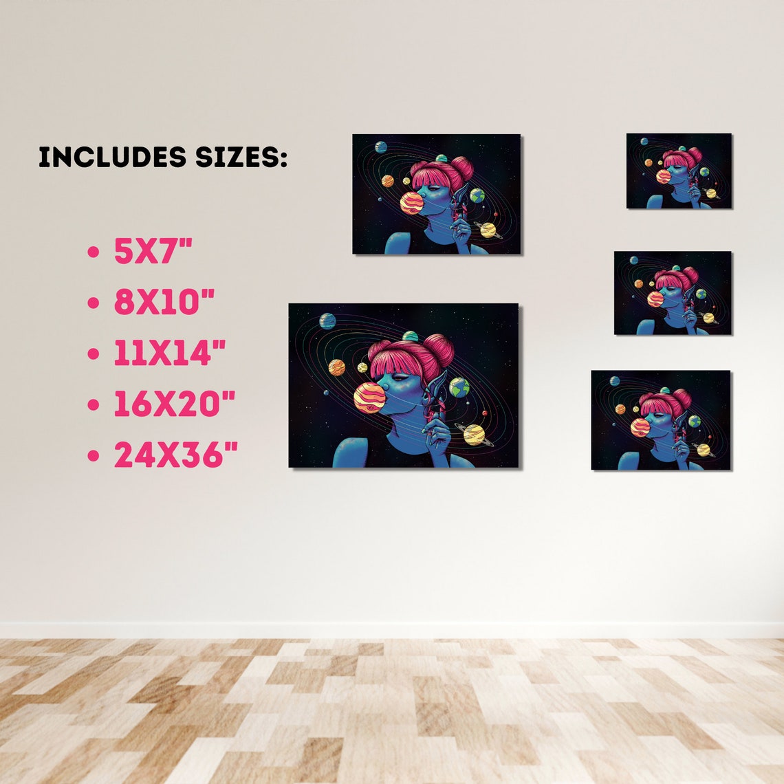 Alien Art Printable, Alien Wall Art, Cosmic Print, Planets Art ...