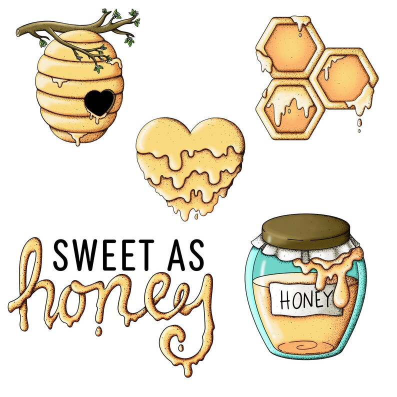Honey Bee PNG Clipart Bundle, Cute Spring Clipart, Spring Flowers ...