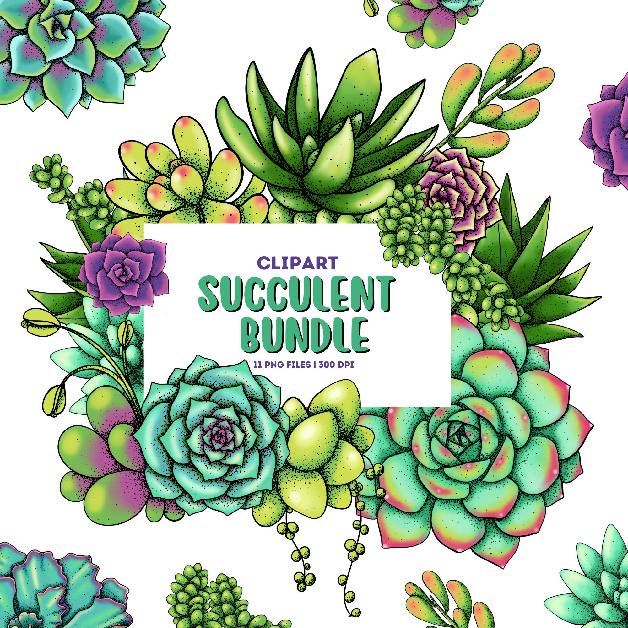 Succulent Clipart Bundle, Plants Clipart, Botanical Clipart, Succulent ...