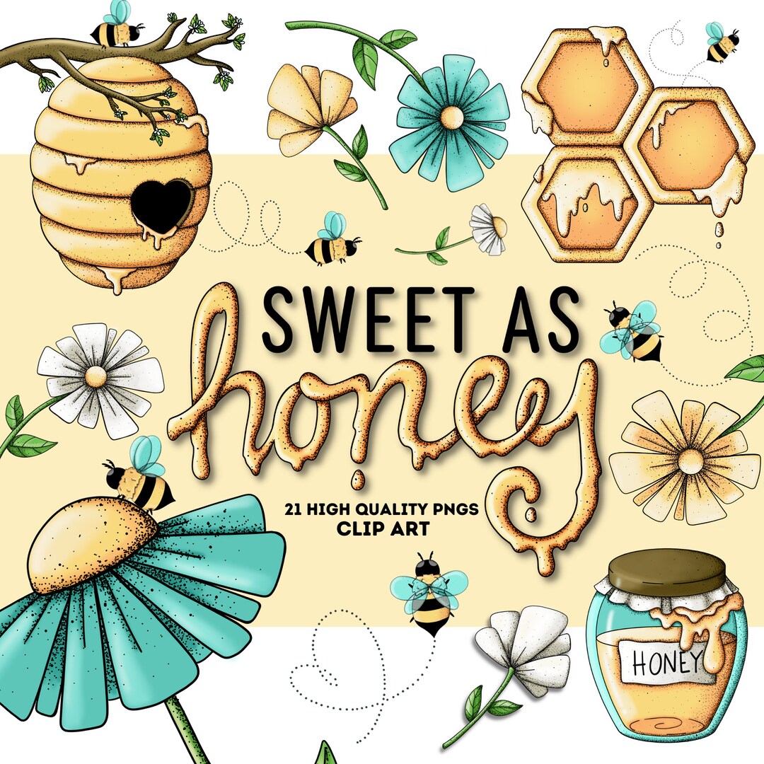 Honey Bee PNG Clipart Bundle, Cute Spring Clipart, Spring Flowers ...